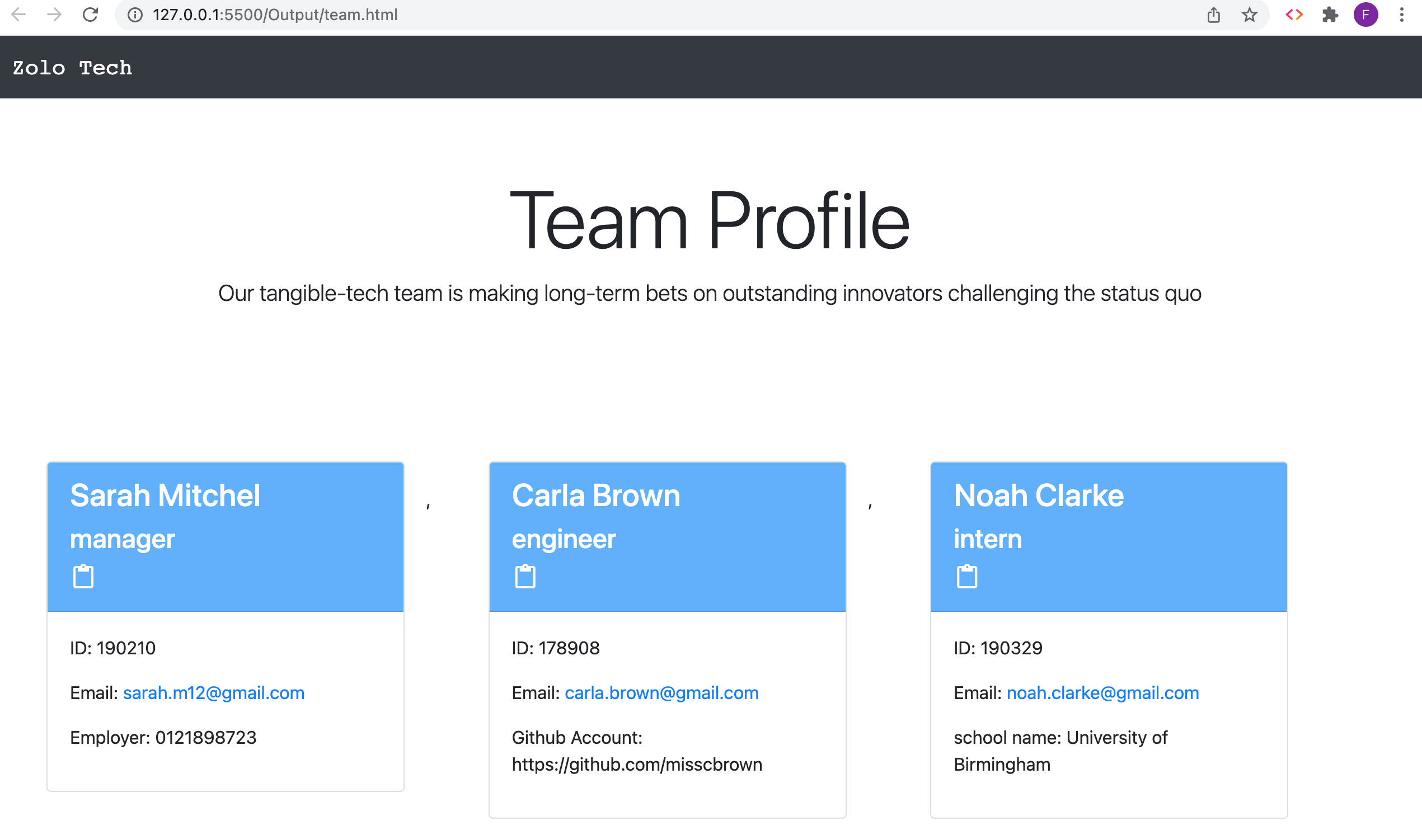 Team-Profile-Generator | Building a Node.js command-line application that takes in information ...